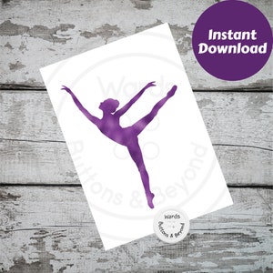 Set of 5 Purple Ballet Silhouette Prints, Instant Download, Ballet Gift ...