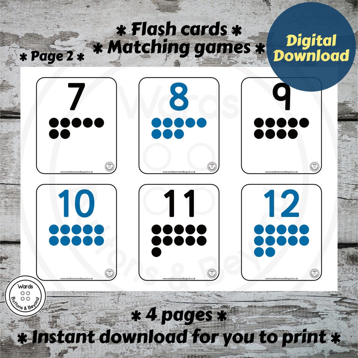 Printable Number Cards, Flash Cards, Number Matching, Childrens ...