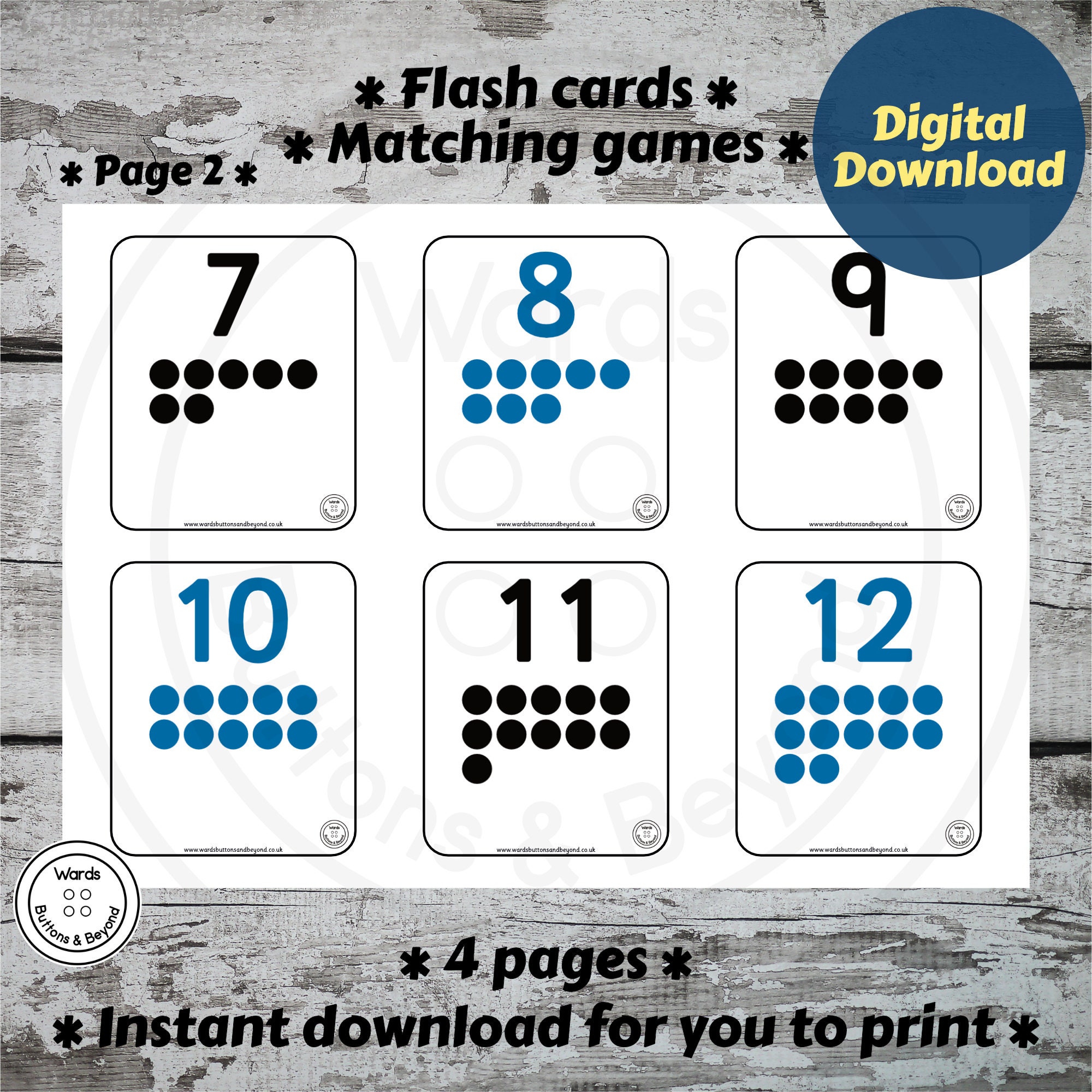 Printable Number Cards, Flash Cards, Number Matching, Childrens ...