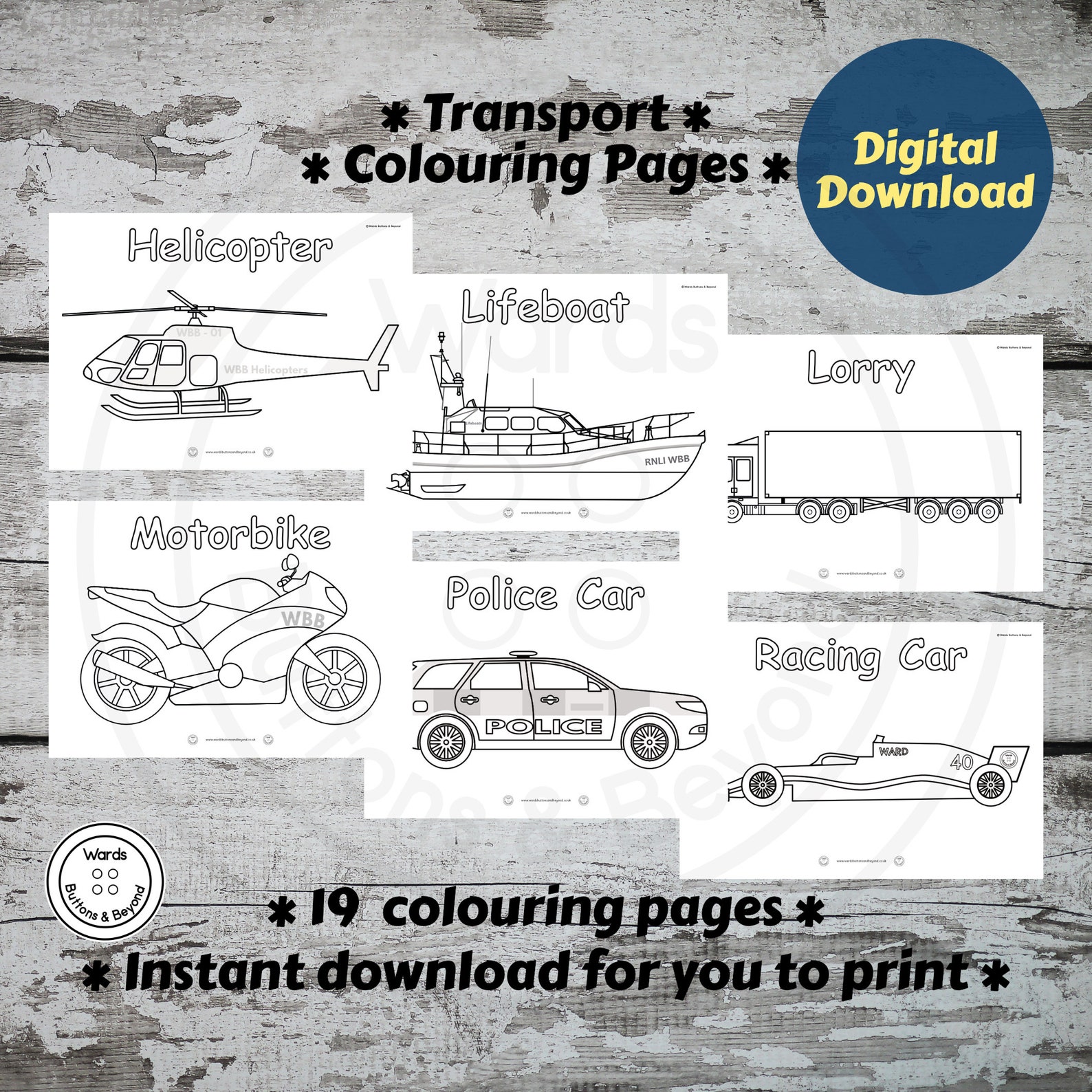 Printable Transport Colouring Sheets, Activity Sheets, Downloadable ...