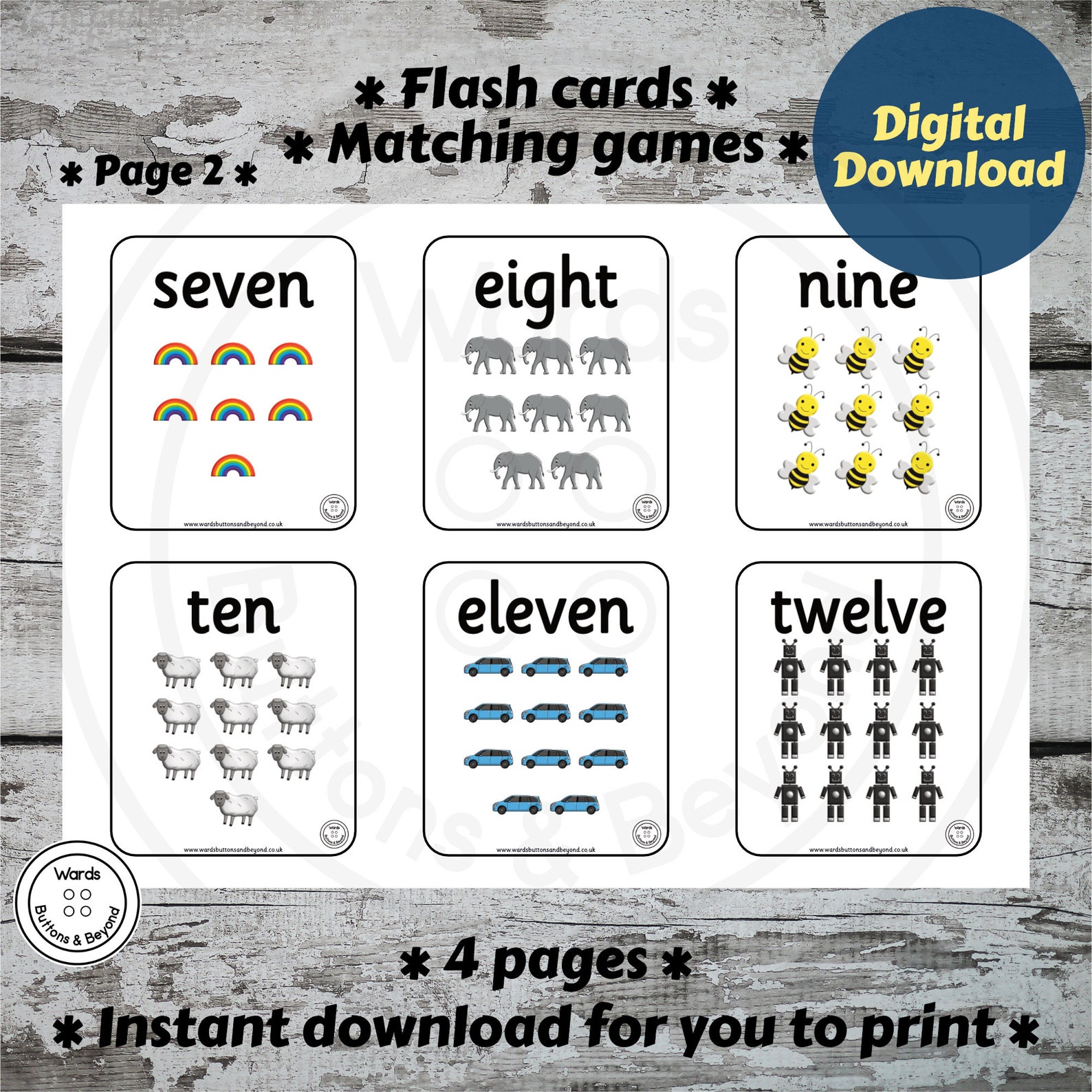 Printable Number Cards, Flash Cards, Number Matching, Childrens ...