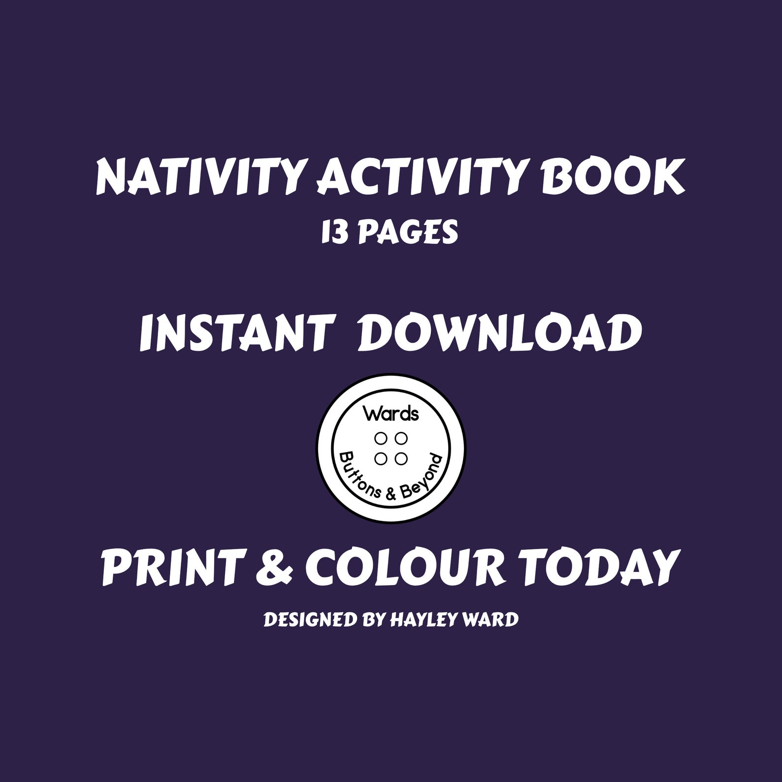 Printable Nativity Activity Book, Activity Sheets, Childrens Christmas ...