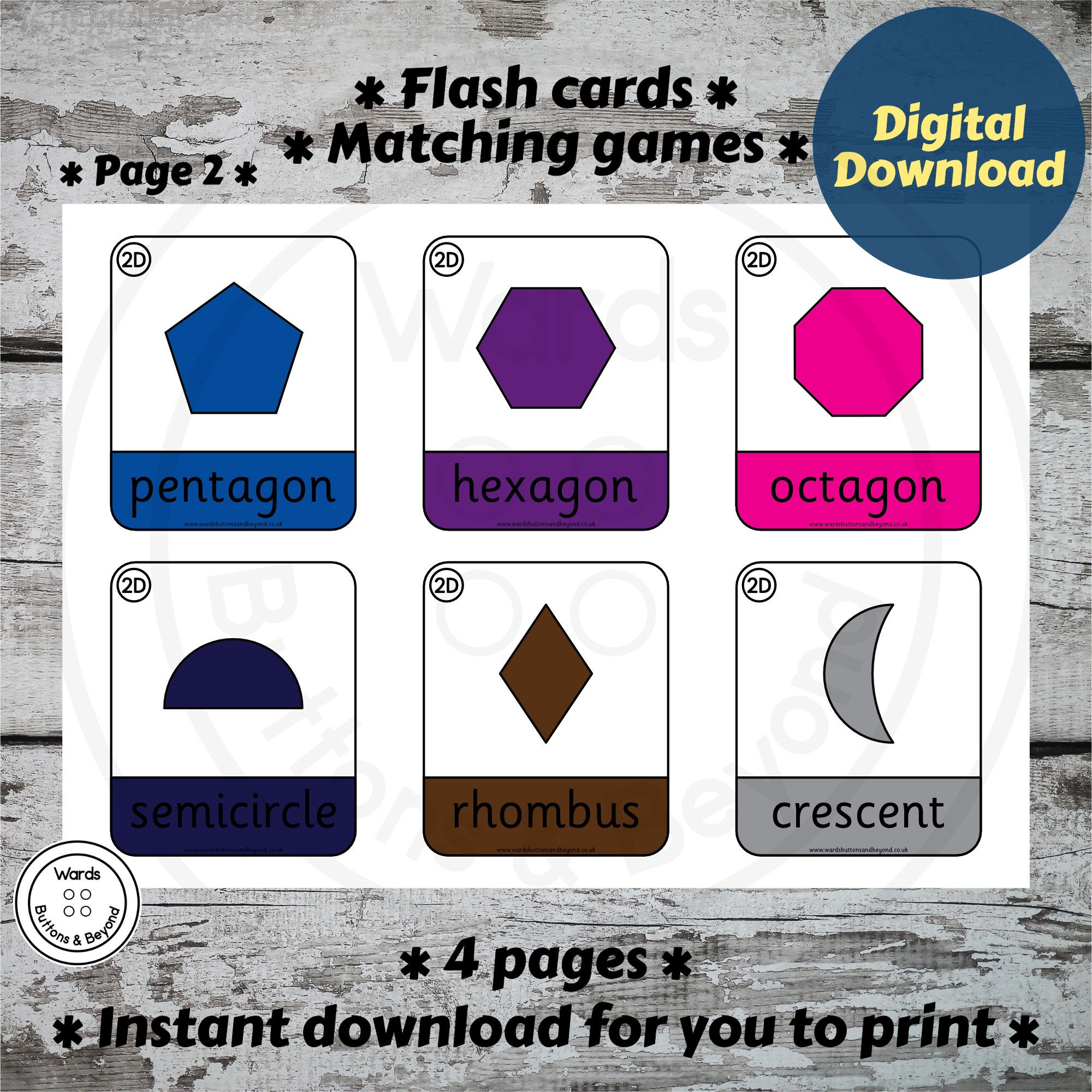 Printable Shape Cards, Flash Cards, Shape Matching, Childrens ...