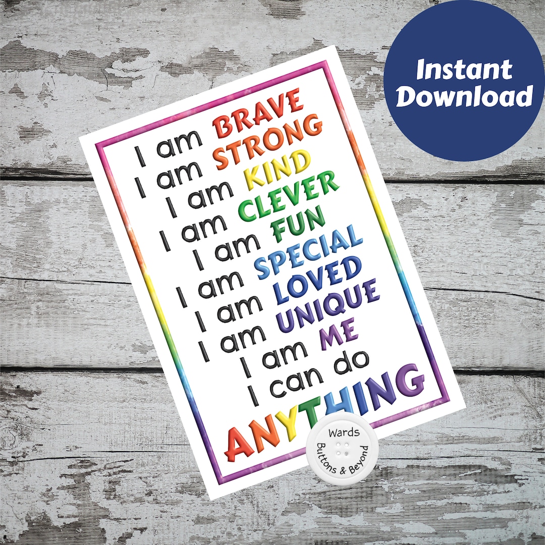 Daily Affirmations Rainbow Print, Preschool Print, Rainbow, Teacher ...