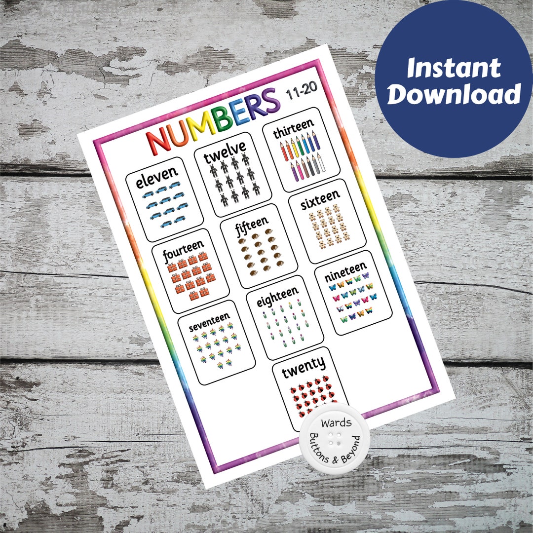 Numbers 11-20 Rainbow Print, Preschool Print, Rainbow, Teacher ...
