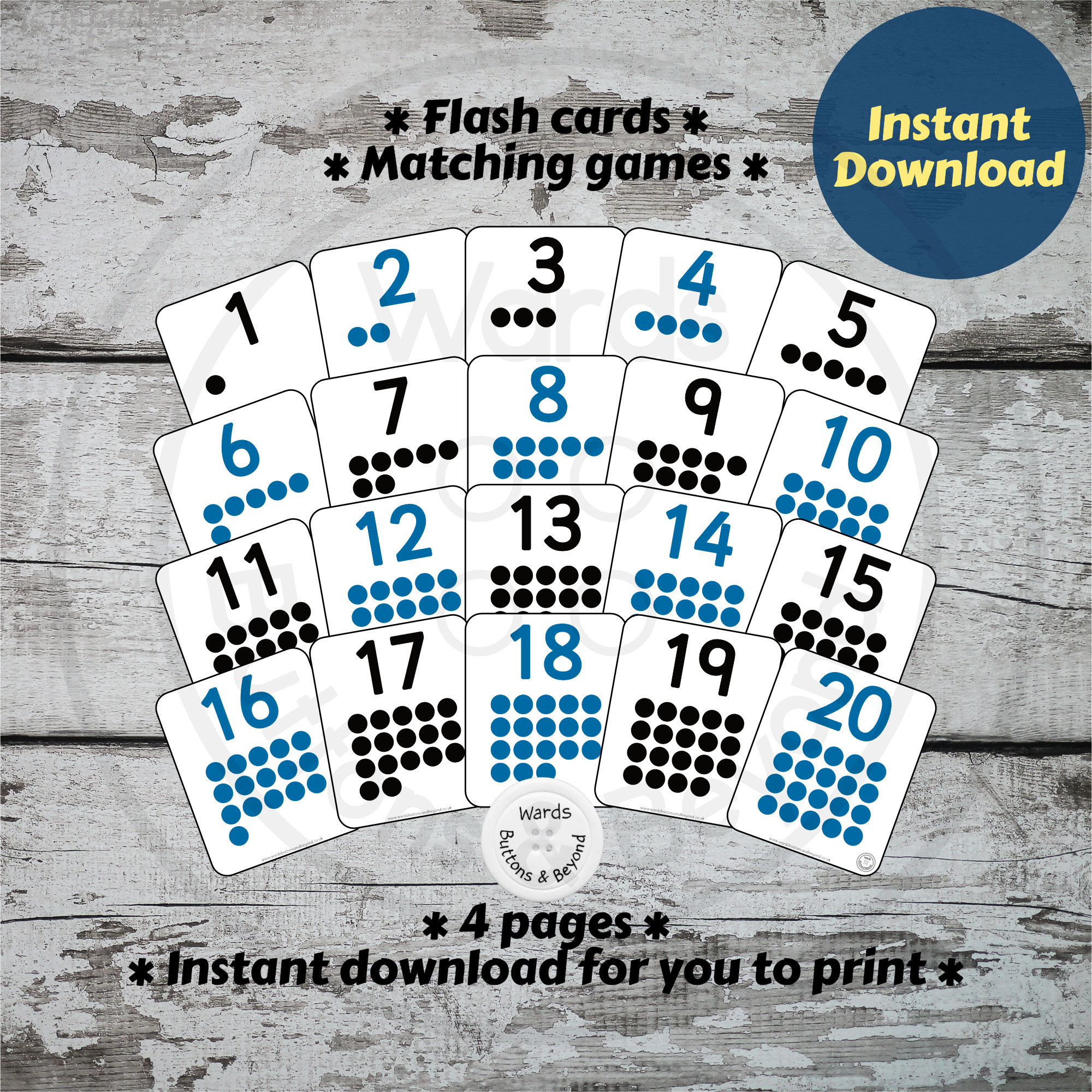 Printable Number Cards, Flash Cards, Number Matching, Childrens ...