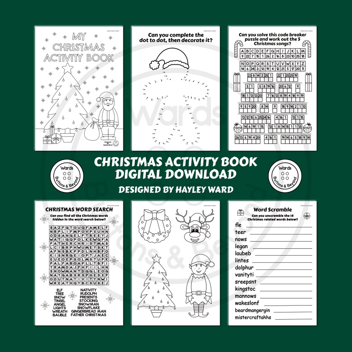 Printable Christmas Activity Book, Activity Sheets, Childrens Christmas ...