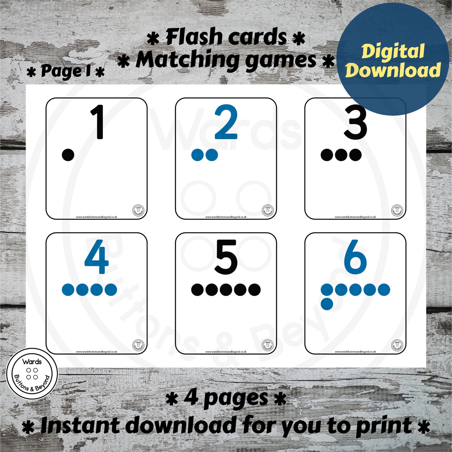 Printable Number Cards, Flash Cards, Number Matching, Childrens ...