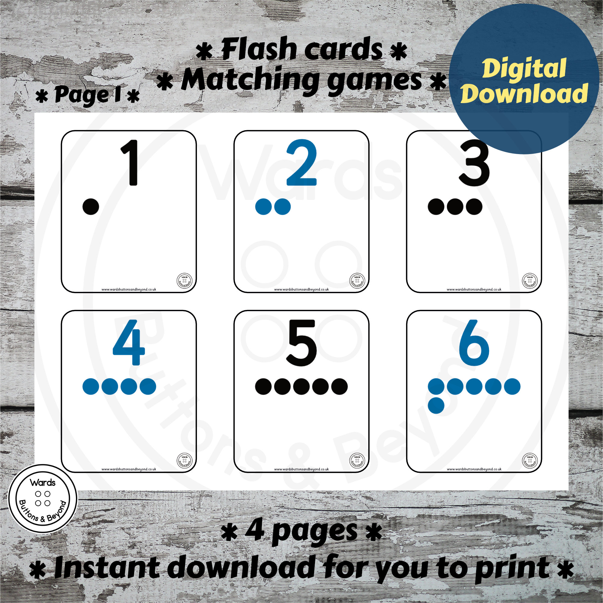 Printable Number Cards, Flash Cards, Number Matching, Childrens ...