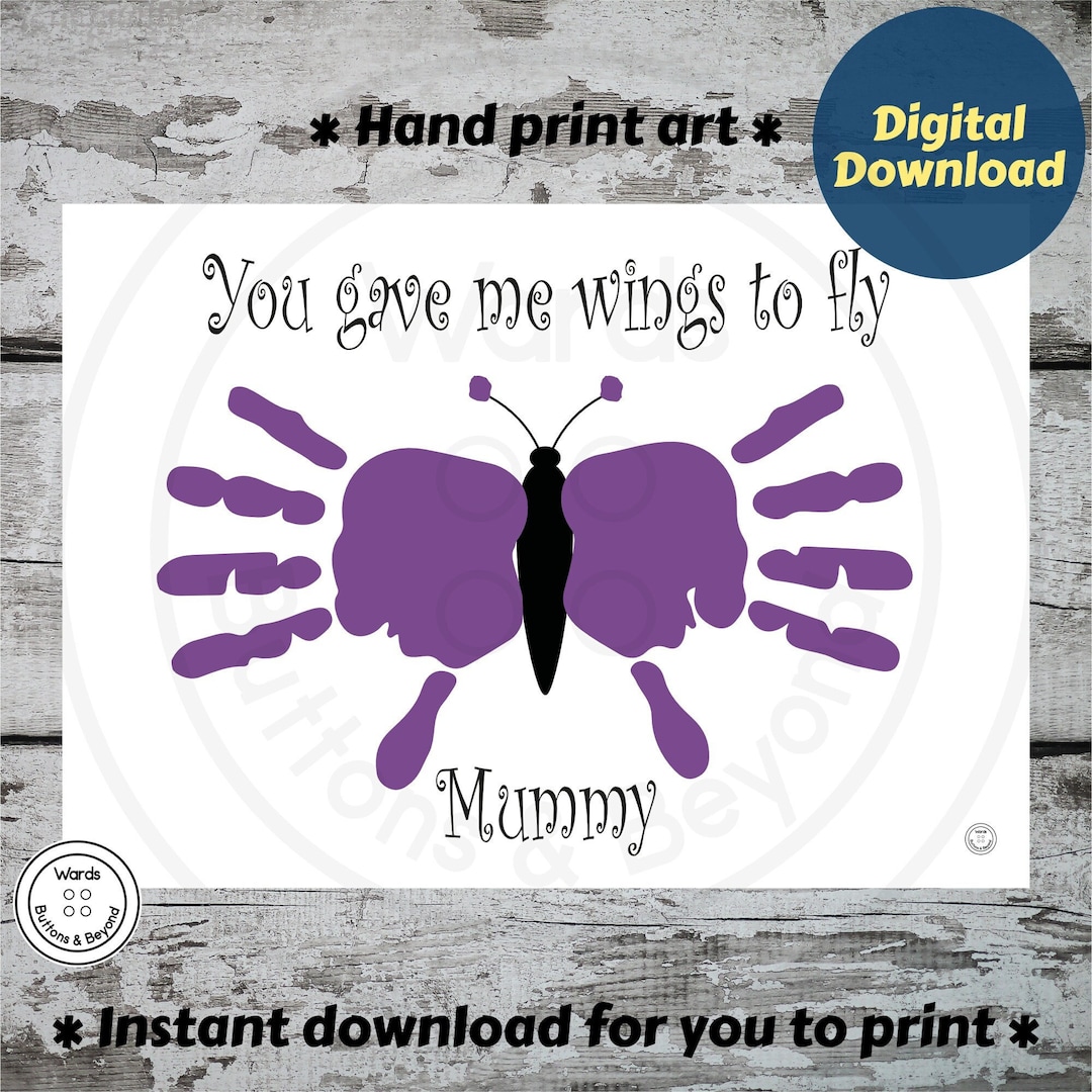 Printable Hand Print Butterfly, Childrens Craft Activity, Kids Activity ...