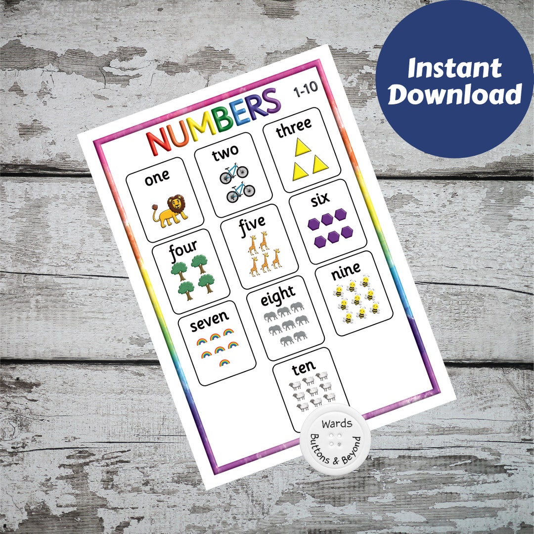 Numbers 1-10 Rainbow Print, Preschool Print, Rainbow, Teacher Resources ...