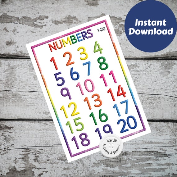 Numbers 1-20 Rainbow Print Preschool Print Rainbow Teacher - Etsy