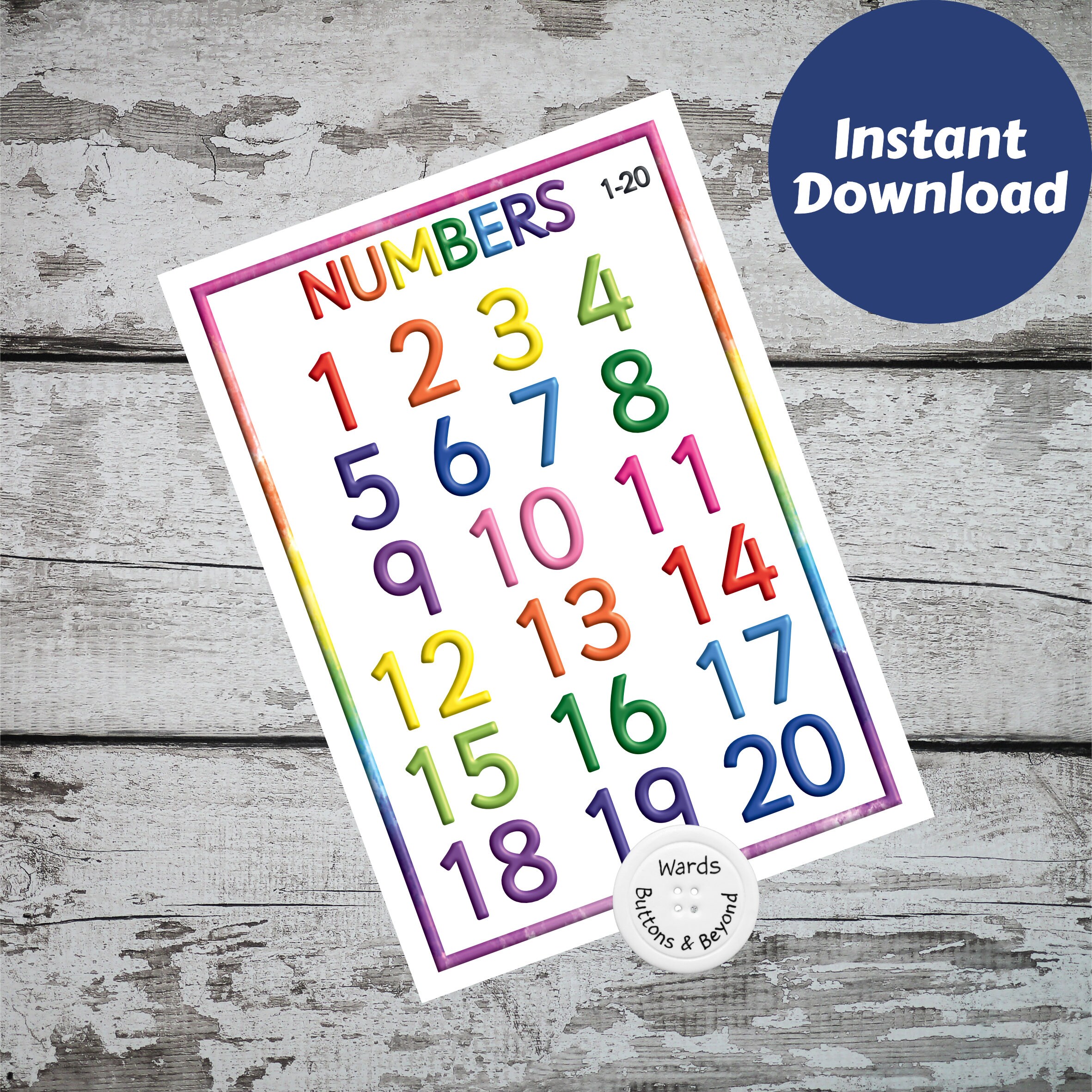 Numbers 1-20 Rainbow Print, Preschool Print, Rainbow, Teacher Resources ...