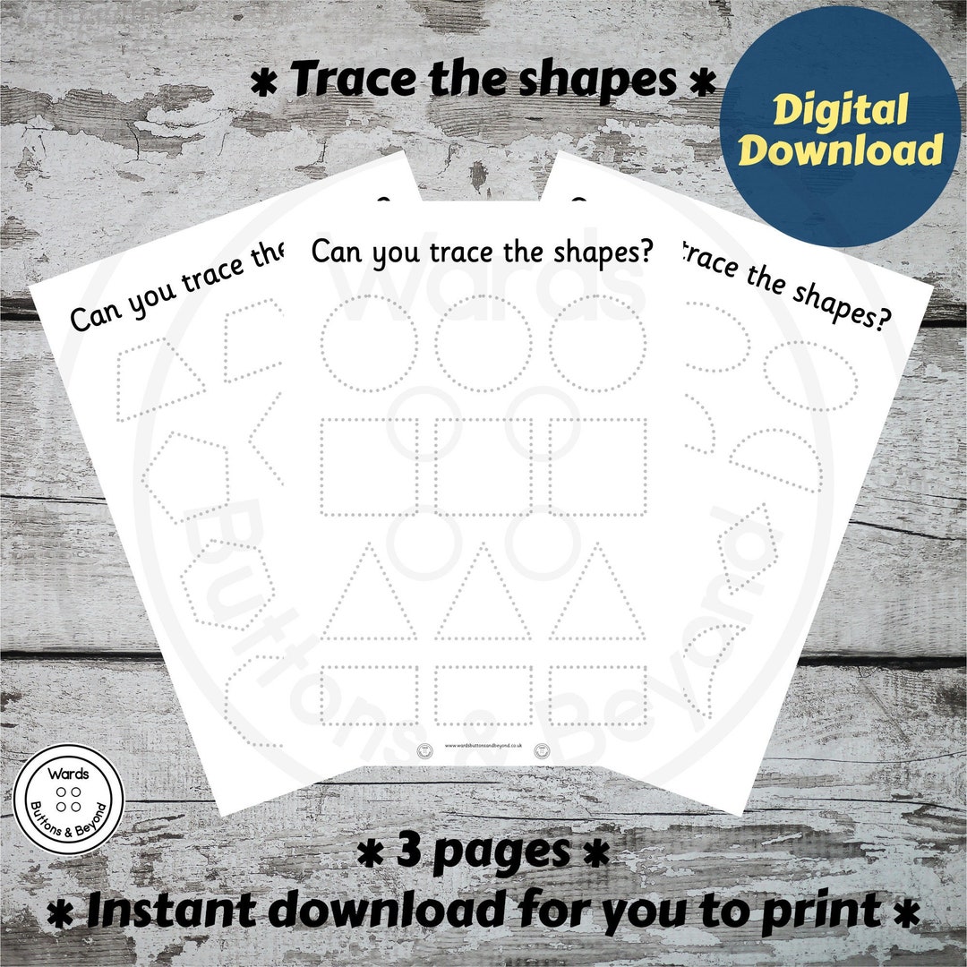 Printable Trace the Shape, Shape Activity, Childrens Educational ...