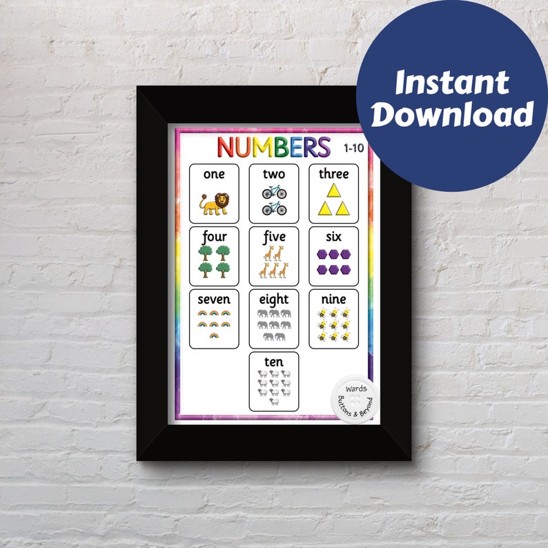 Numbers 1-10 Rainbow Print, Preschool Print, Rainbow, Teacher Resources ...