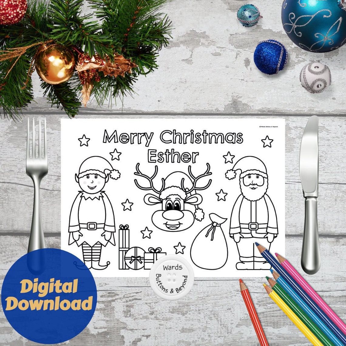 Children's Personalised Colouring Placemat, Printable Colouring Sheet ...