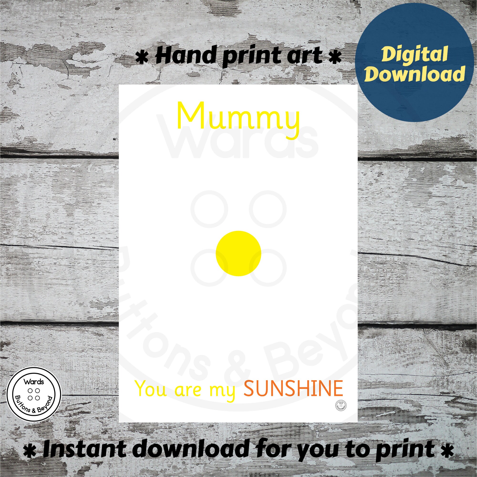 Printable Hand Print Sunshine, Childrens Craft Activity, Kids Activity ...