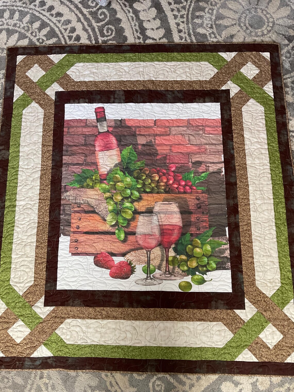 Wine Themed Quilt: Minky Backing, Wall Hanging (53”x59”) - Etsy