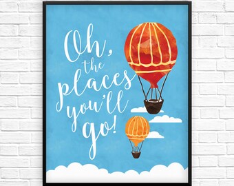Oh the Places You'll Go Print World Map Printable Art - Etsy