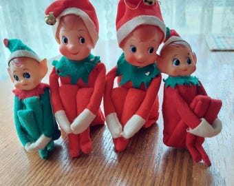 Vintage Knee Hugger Pixie Elf With Blue Hair. Japan Christmas Felt ...