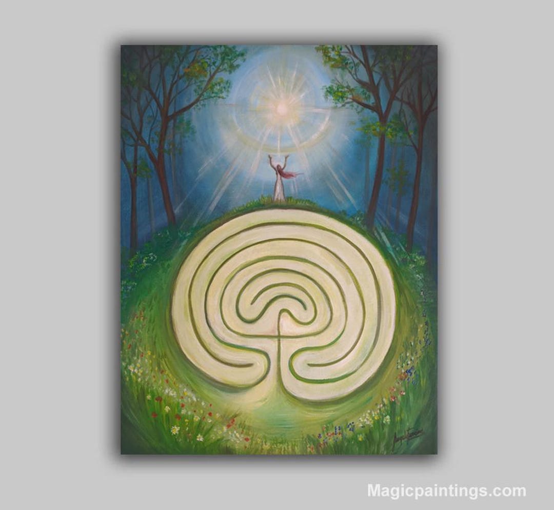 Sacred Labyrinth - Goddess Art, Original Artwork, Oil on Canvas, Rocky ...