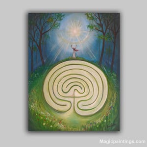 Sacred Labyrinth - Goddess Art, Original Artwork, Oil on Canvas, Rocky ...