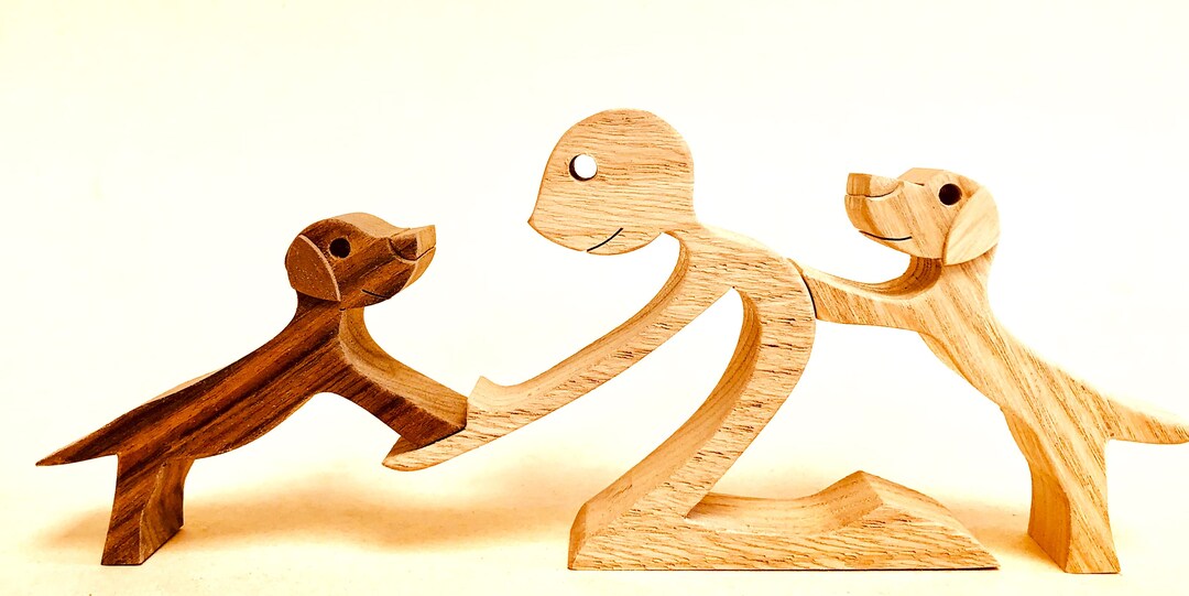 A Man Two Labradors Fretwork Wood Sculpture - Etsy