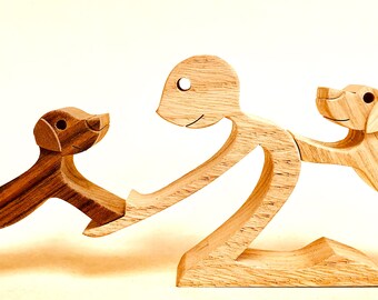 A Couple a Heart a Labrador a Golden Original Wood Sculpture 2virgule5d ...