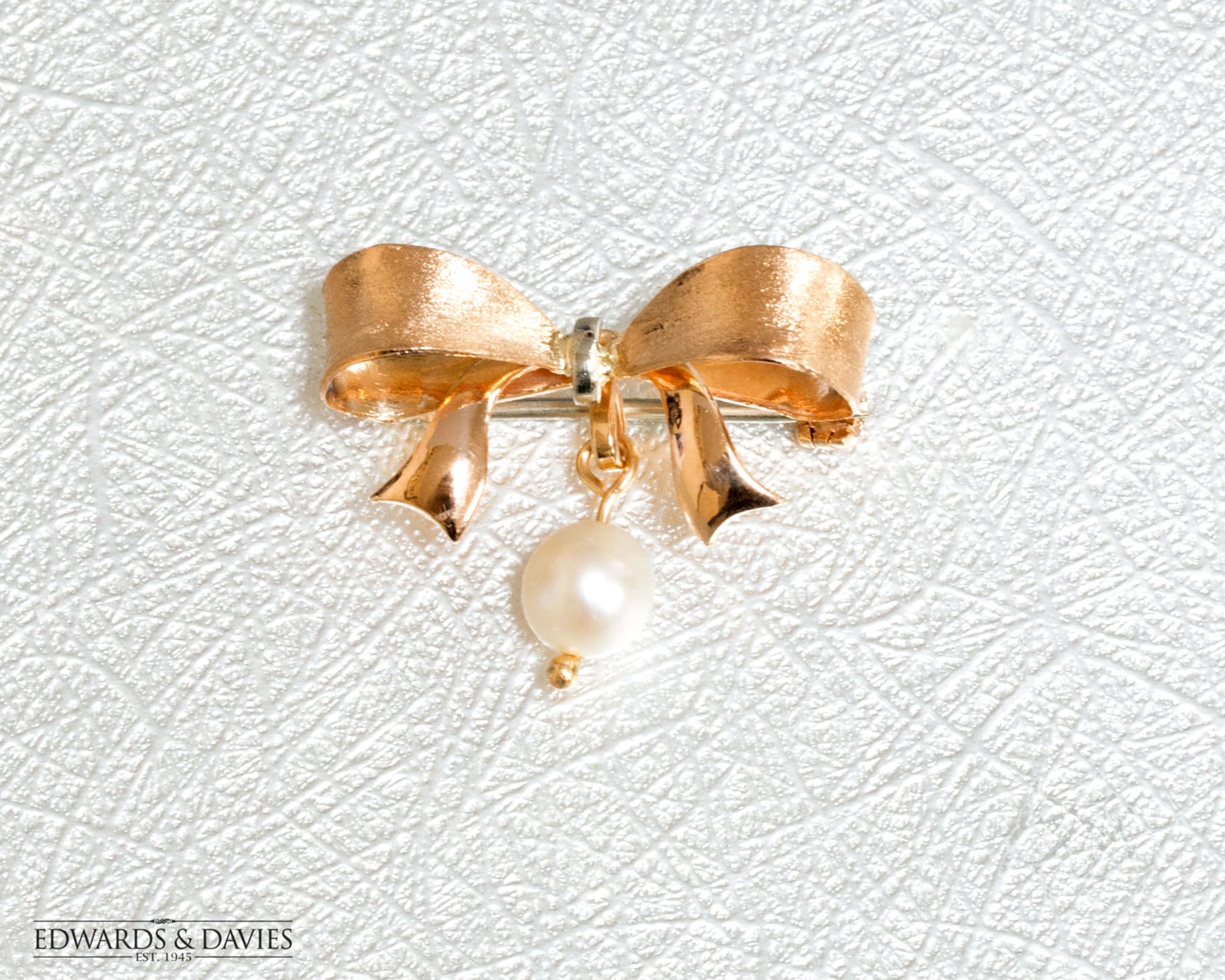Pearl Bow Gold Pin Brooch | 18 Karat Bow Pin Brooch | Antique Jewelry ...