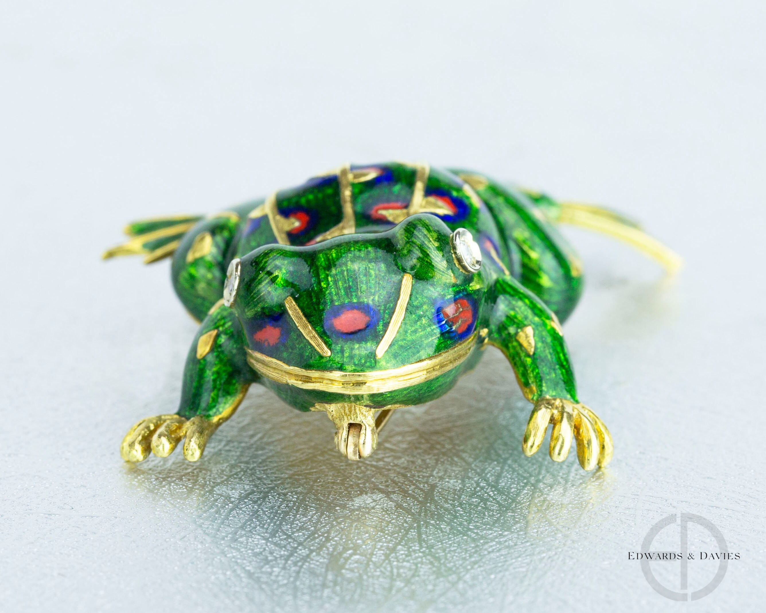 Gold Enamel Frog Brooch Diamond Frog Brooch Frog Lapel Pin - Etsy