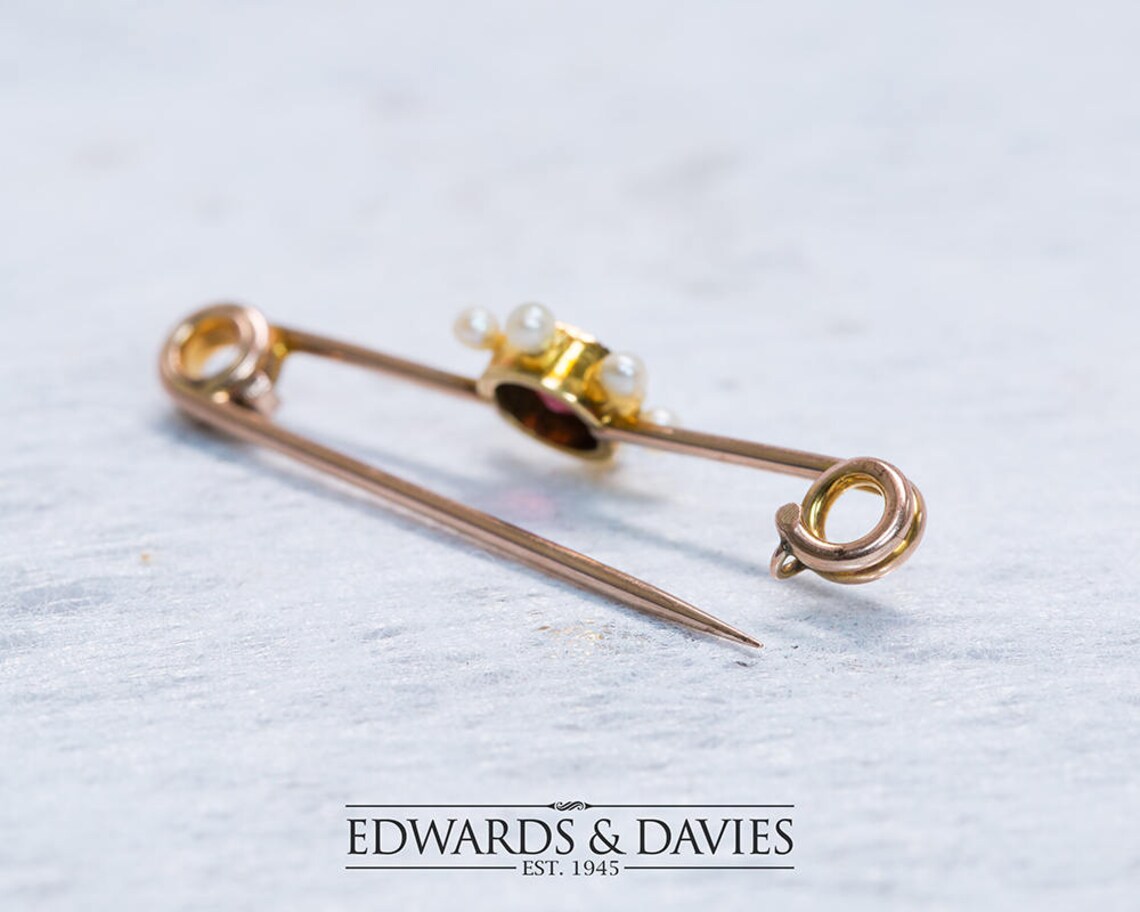 Gold Pearl Garnet Pin Brooch | Garnet Brooch | Garnet Pearl Lapel Pin ...