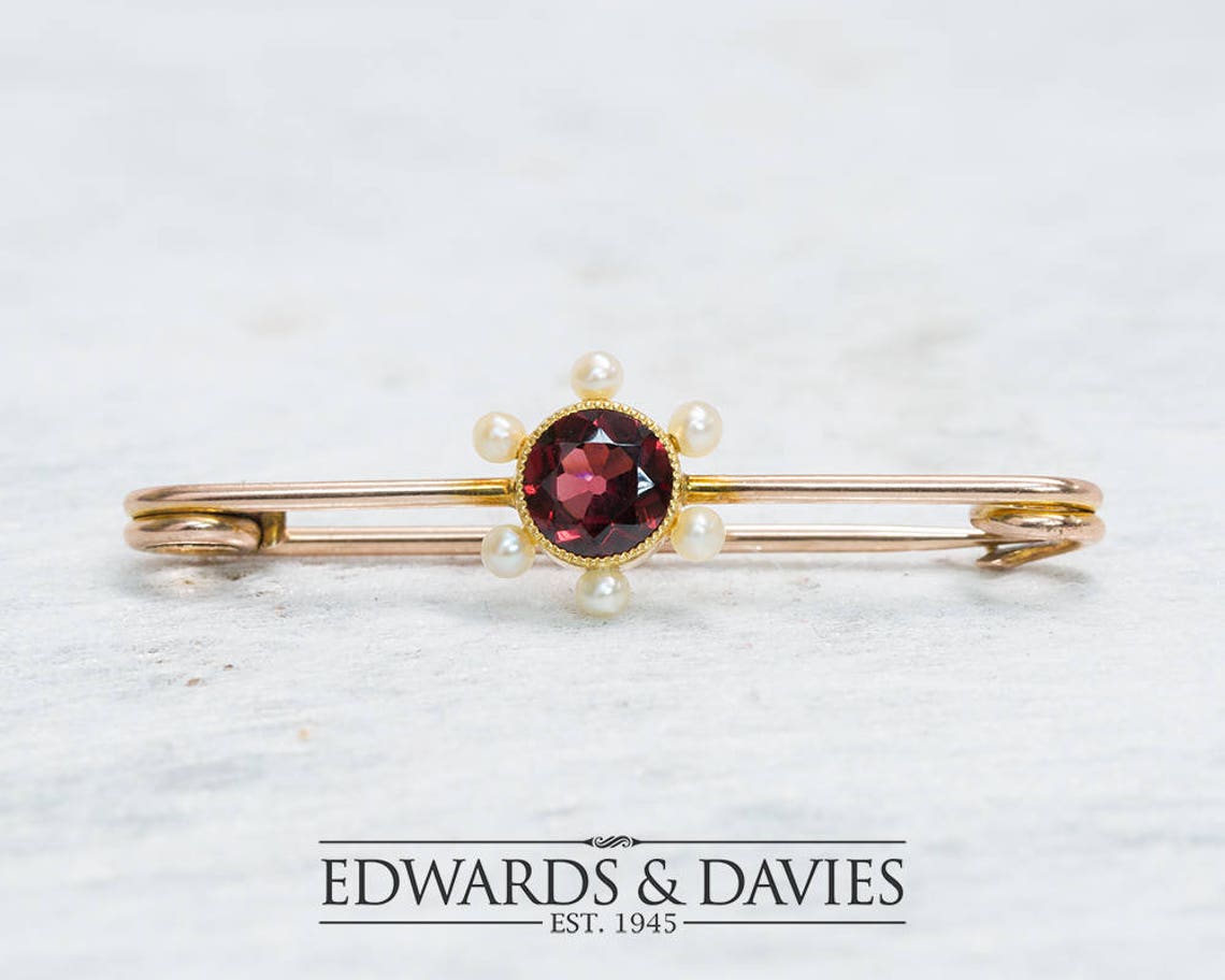 Gold Pearl Garnet Pin Brooch Garnet Brooch Garnet Pearl - Etsy Canada