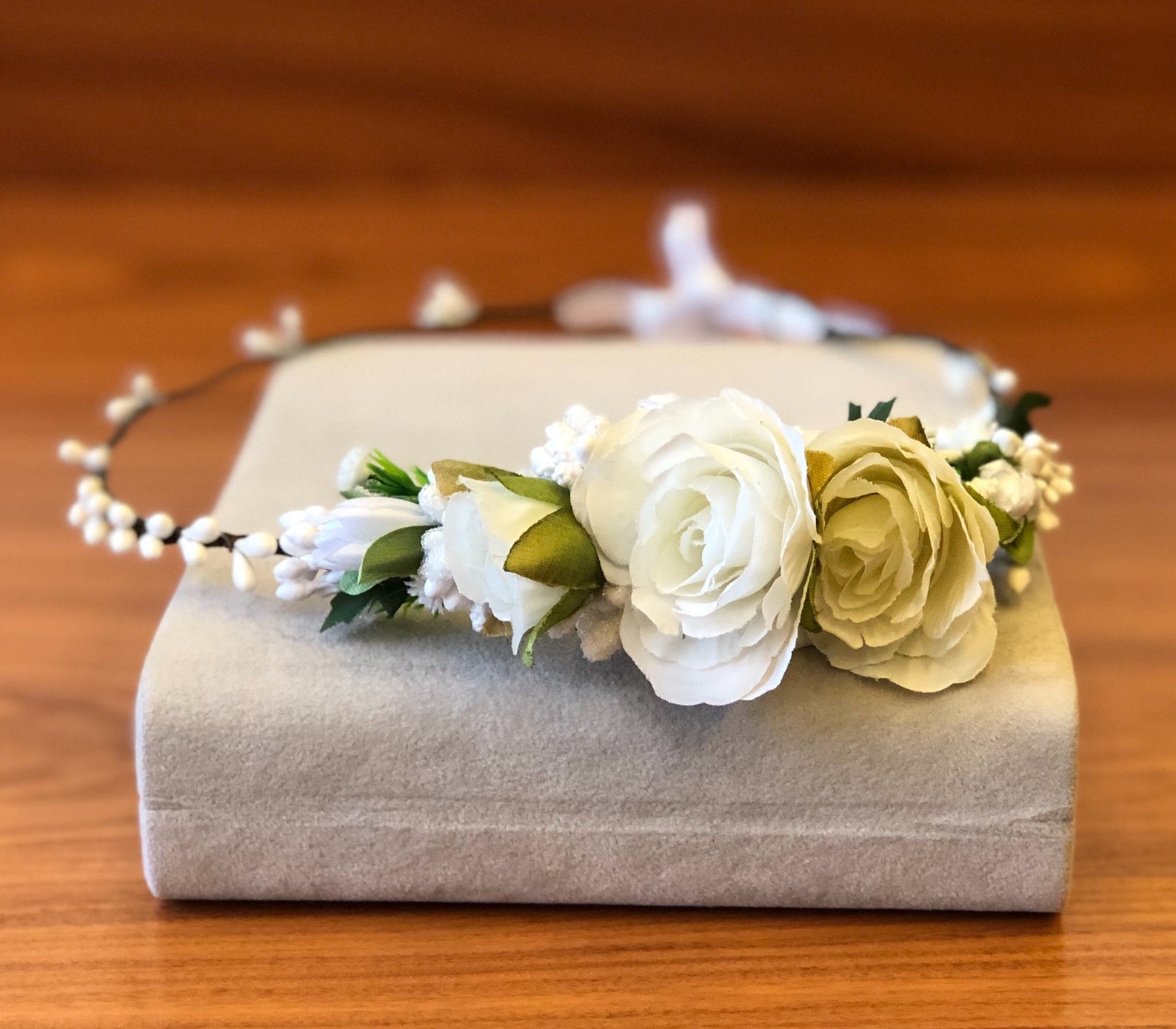 White flower crown wedding flower halo bridal floral crown | Etsy