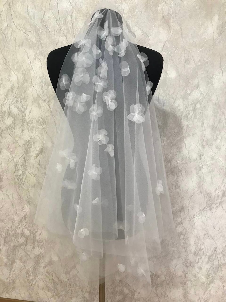 Veil Flowers Wedding Veil Cathedral Veil Flower Veil Floral - Etsy