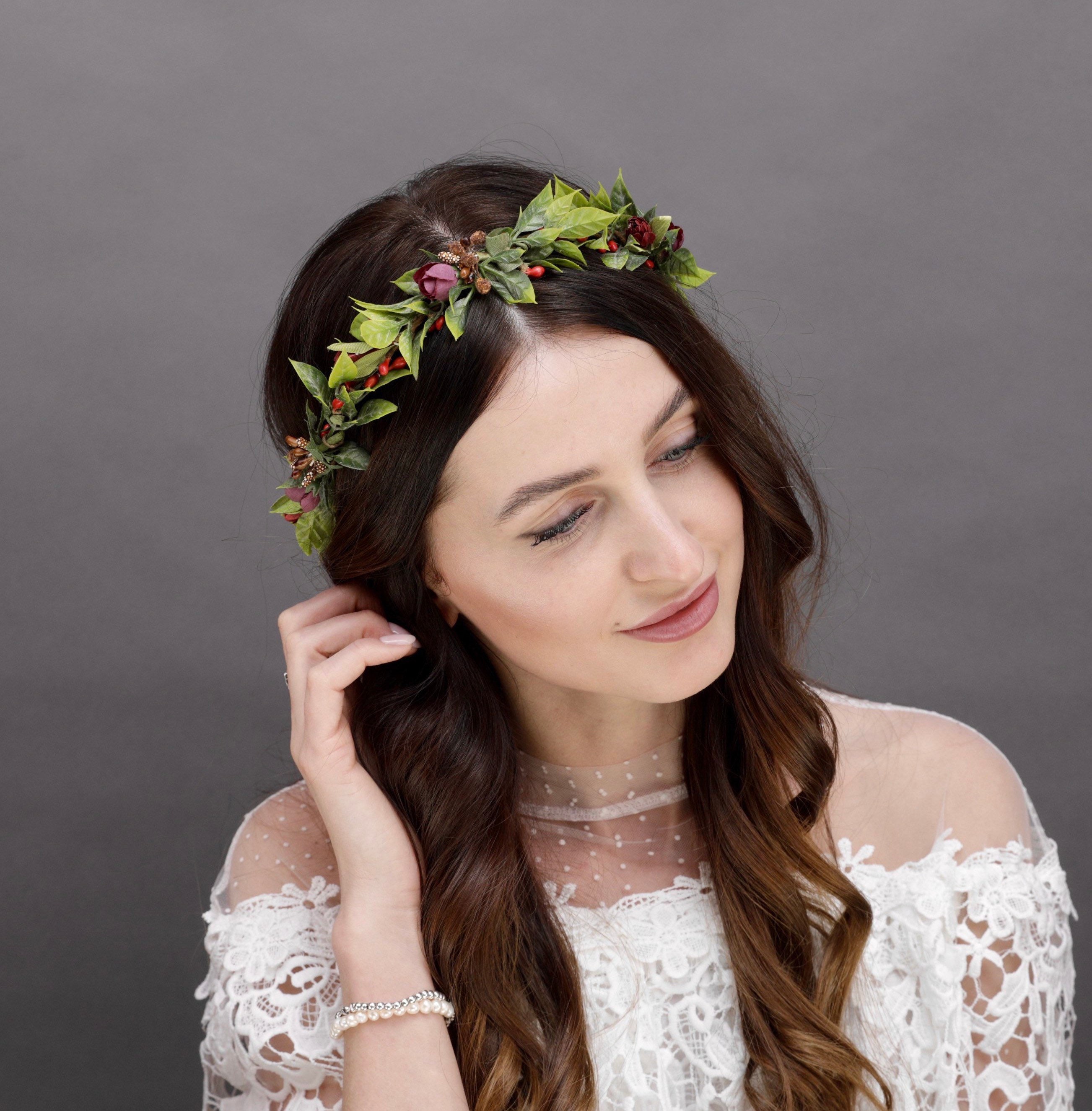 Green Flower Crown Wedding Flower Crown Flower Girl Crown | Etsy