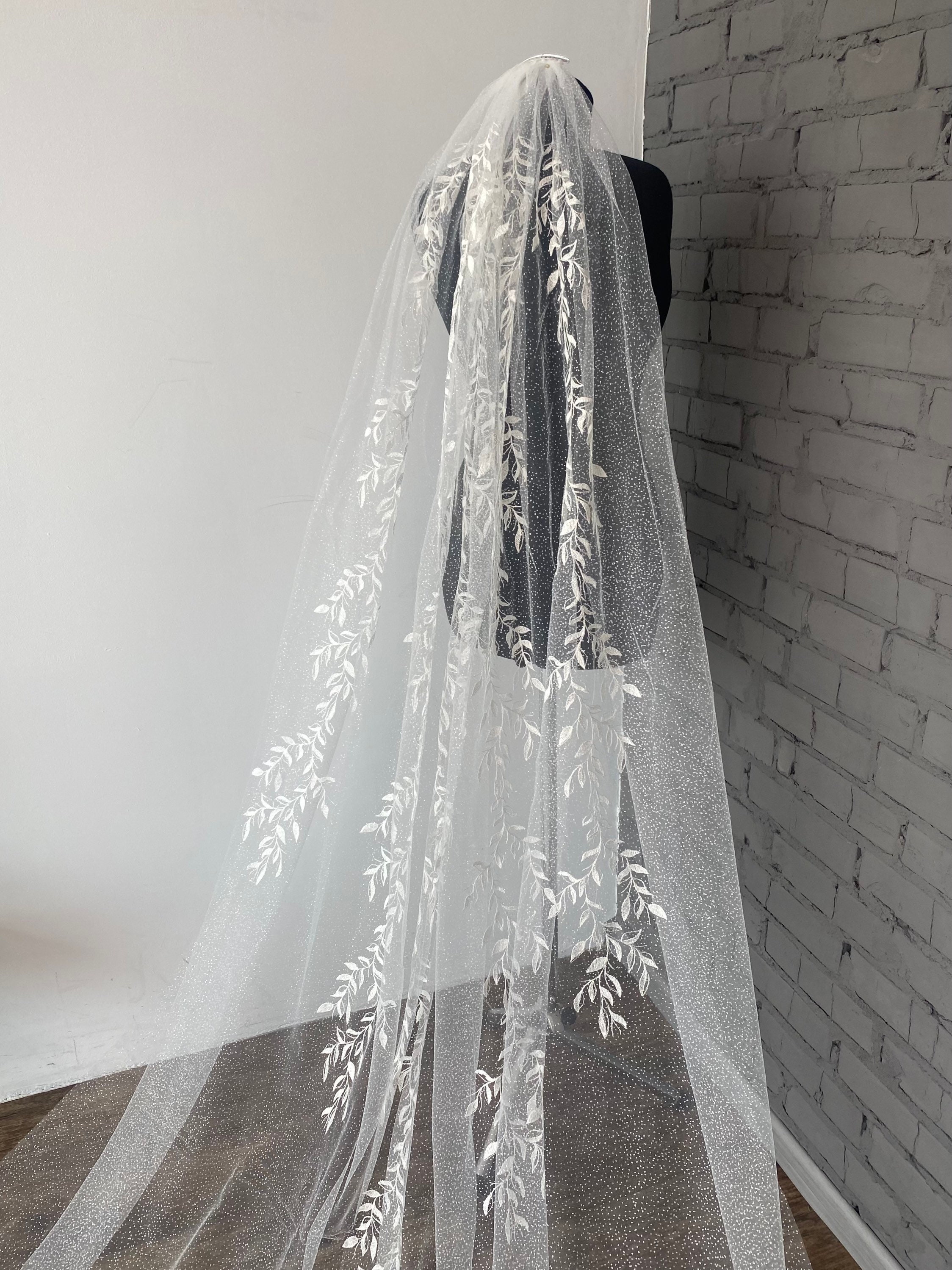 Glitter Veil Wedding Veil Glitter Wedding Veil Cathedral - Etsy