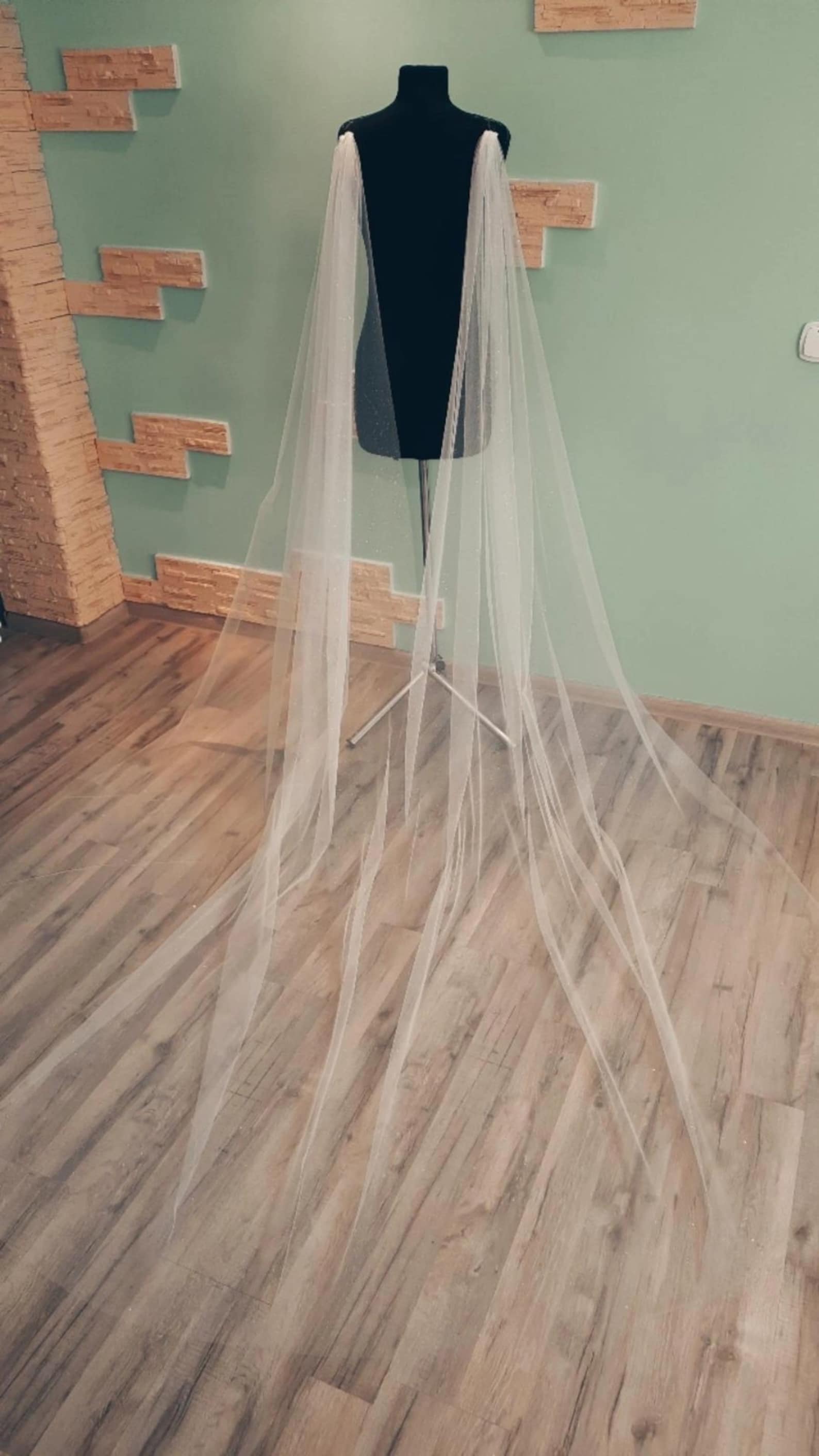 Bridal Cape Veil Bridal Veil Long Veil Cape Sparkle Veil | Etsy