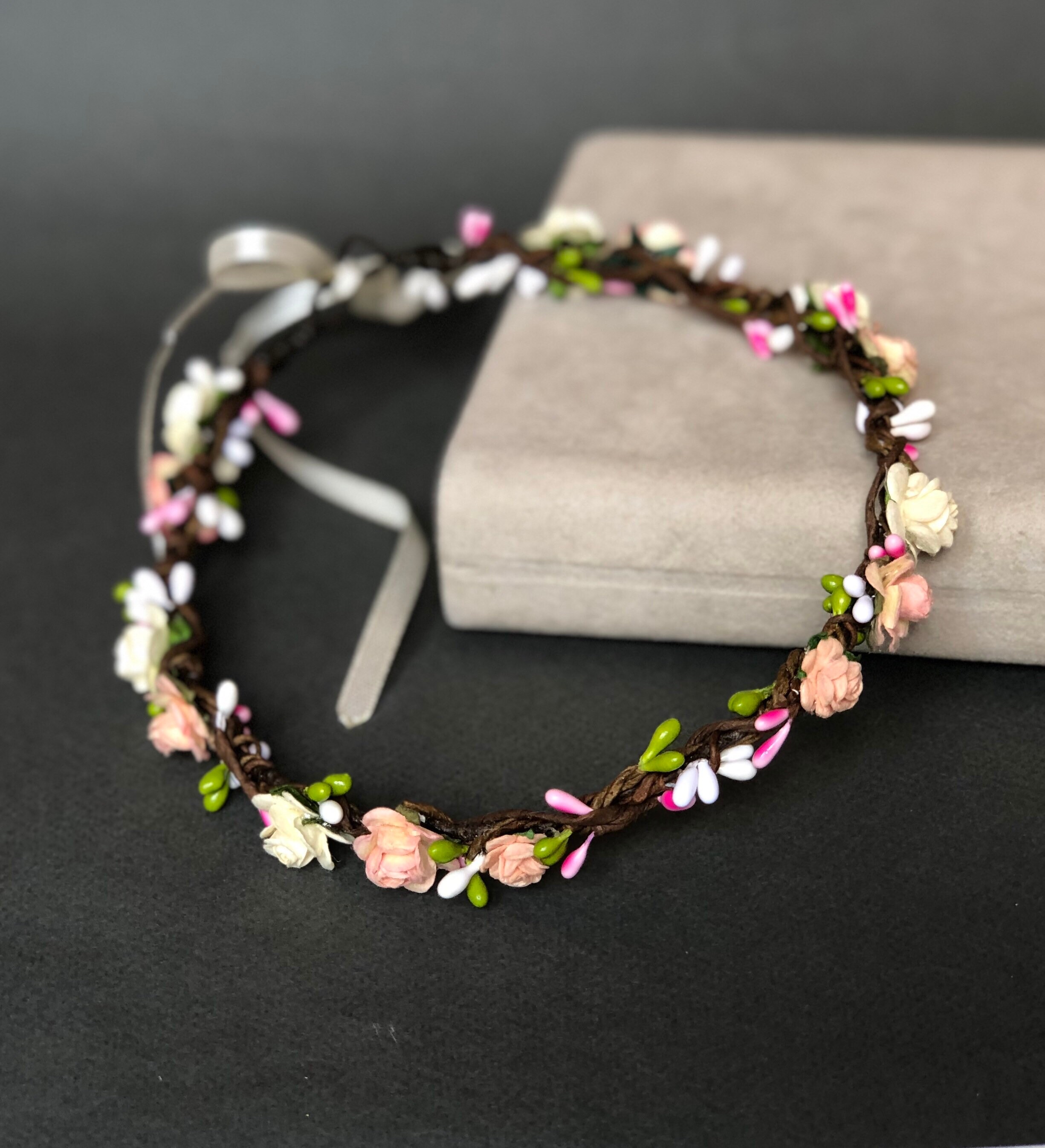 Blush peach floral crown wedding flower wreath bridesmaid | Etsy