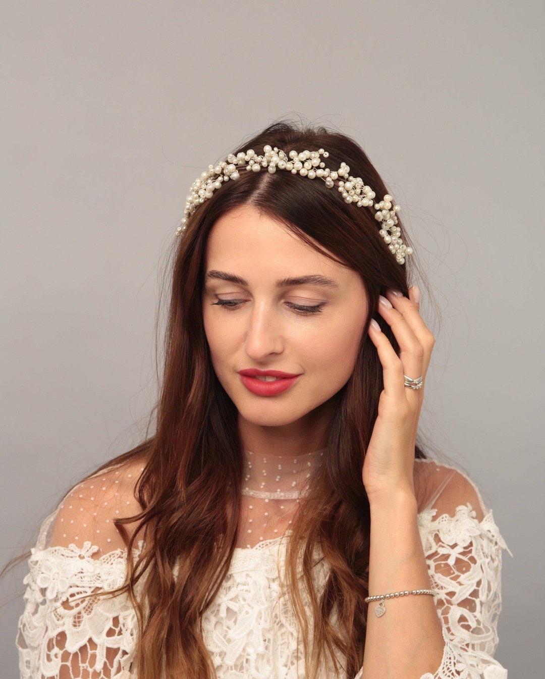 Bridal Hair Piece Wedding Hair Accessories Ivory Pearl Headband Bridal
