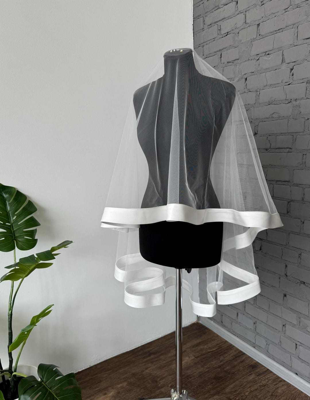 Veil Ribbon Veil Satin Ribbon Veil Wedding Veil Long Satin Trim Veil ...