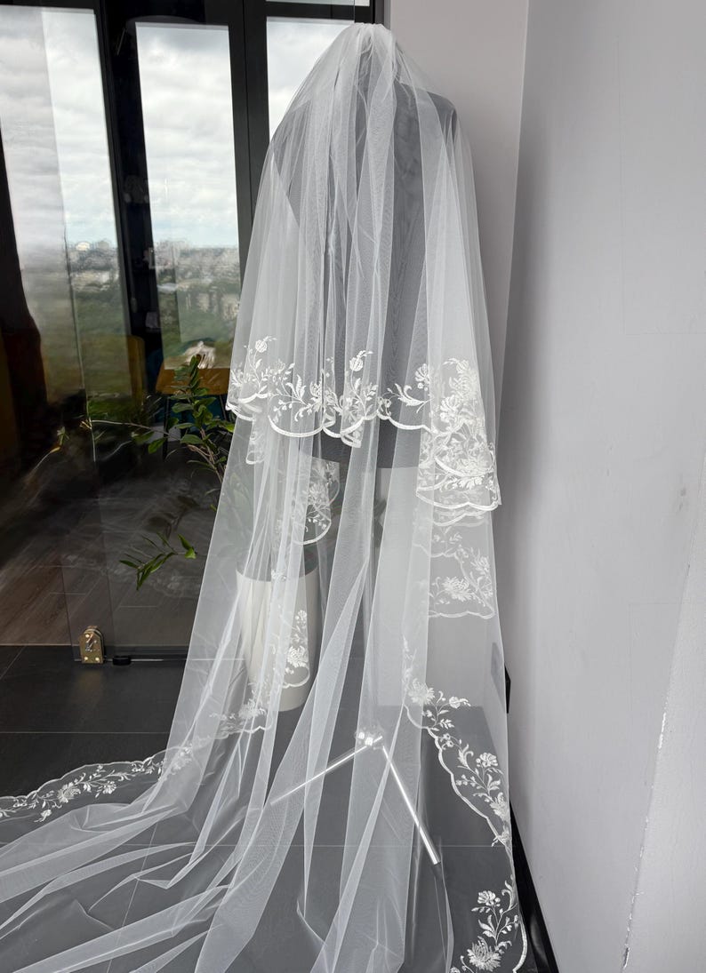 Wedding Blusher Veil With Scalloped Edge Veil Blusher Lace Veil ...