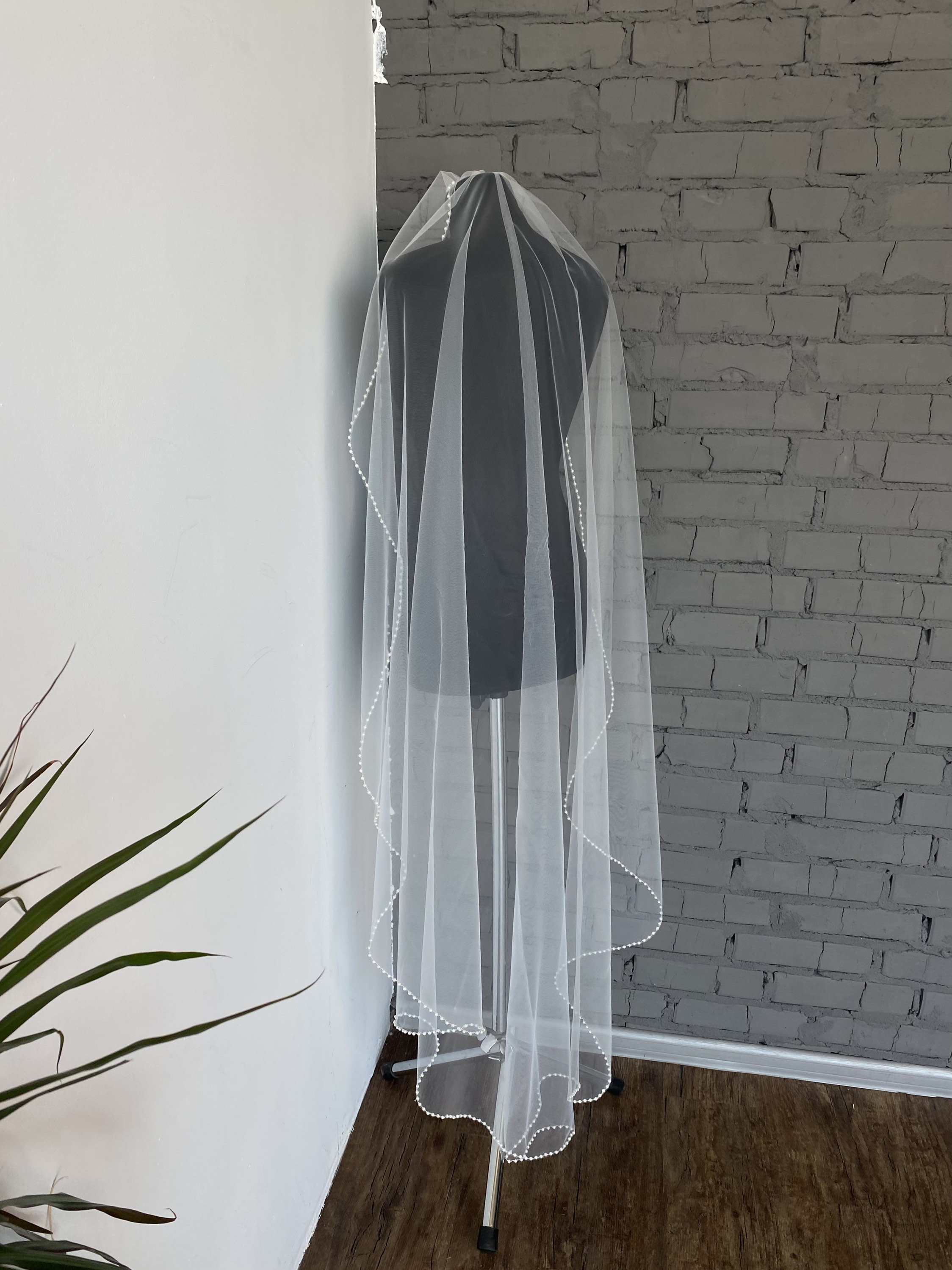 Beaded Veil Wedding Veil Pearl Bridal Veil Short Veil Wedding - Etsy