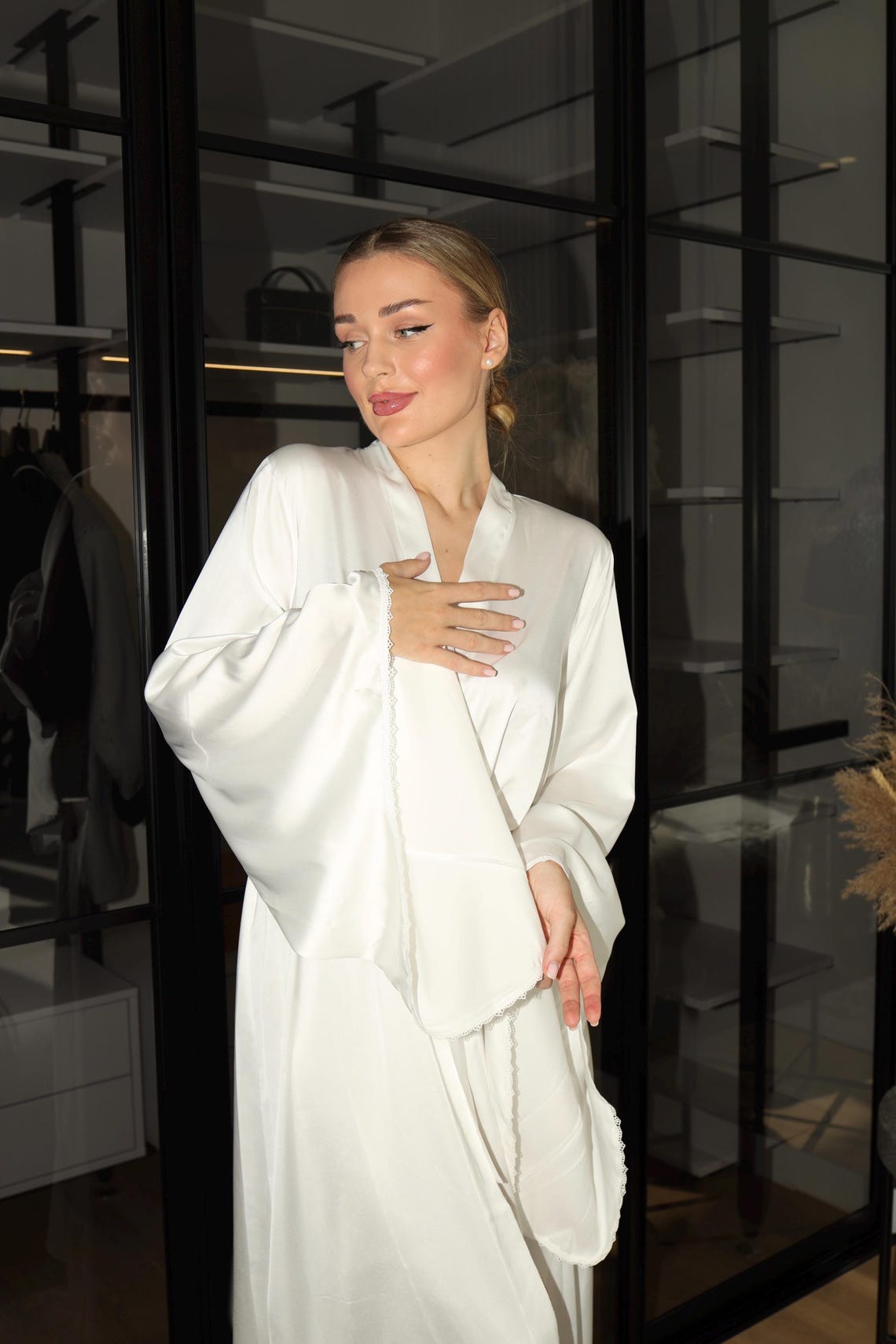 Long Robe for Bride Robes Wedding Robe With Train Bridal Kimono ...