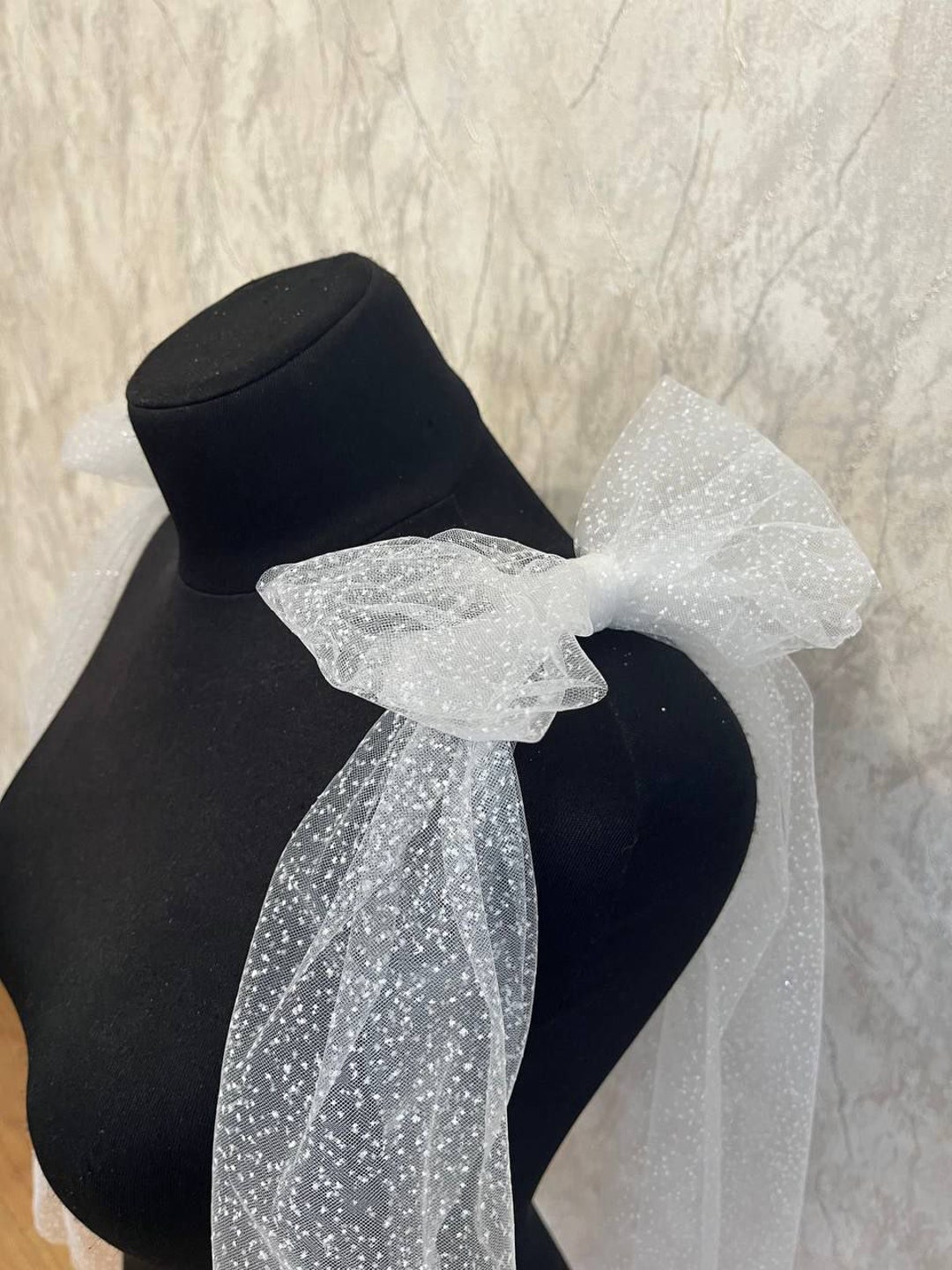 Bow Wedding Glitter Bow Shoulder Veil Wings Veil Tulle Bow Glitter ...