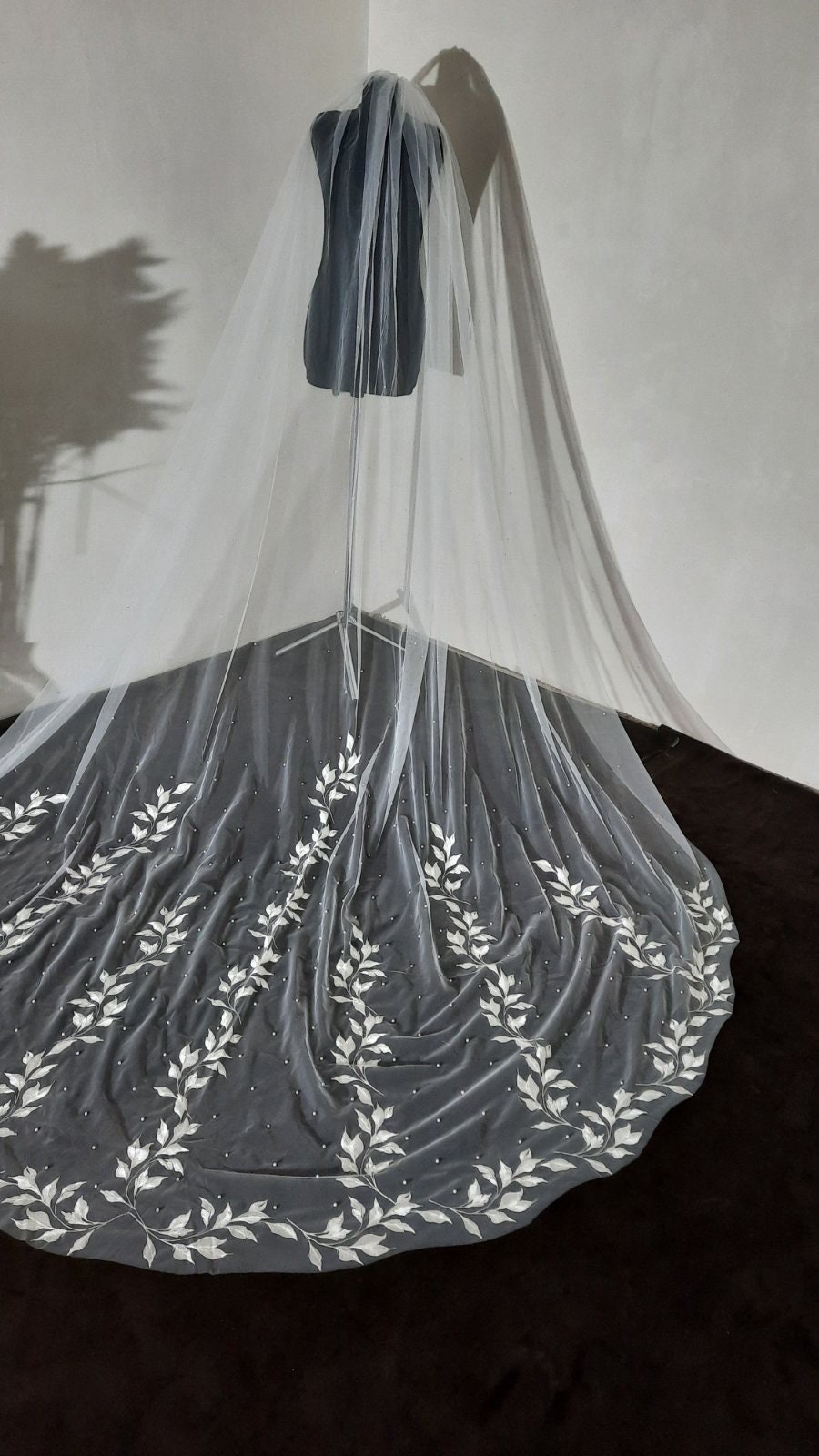 Veil Wedding Leaves Veil Cathedral Length Wedding Veil Leaf - Etsy