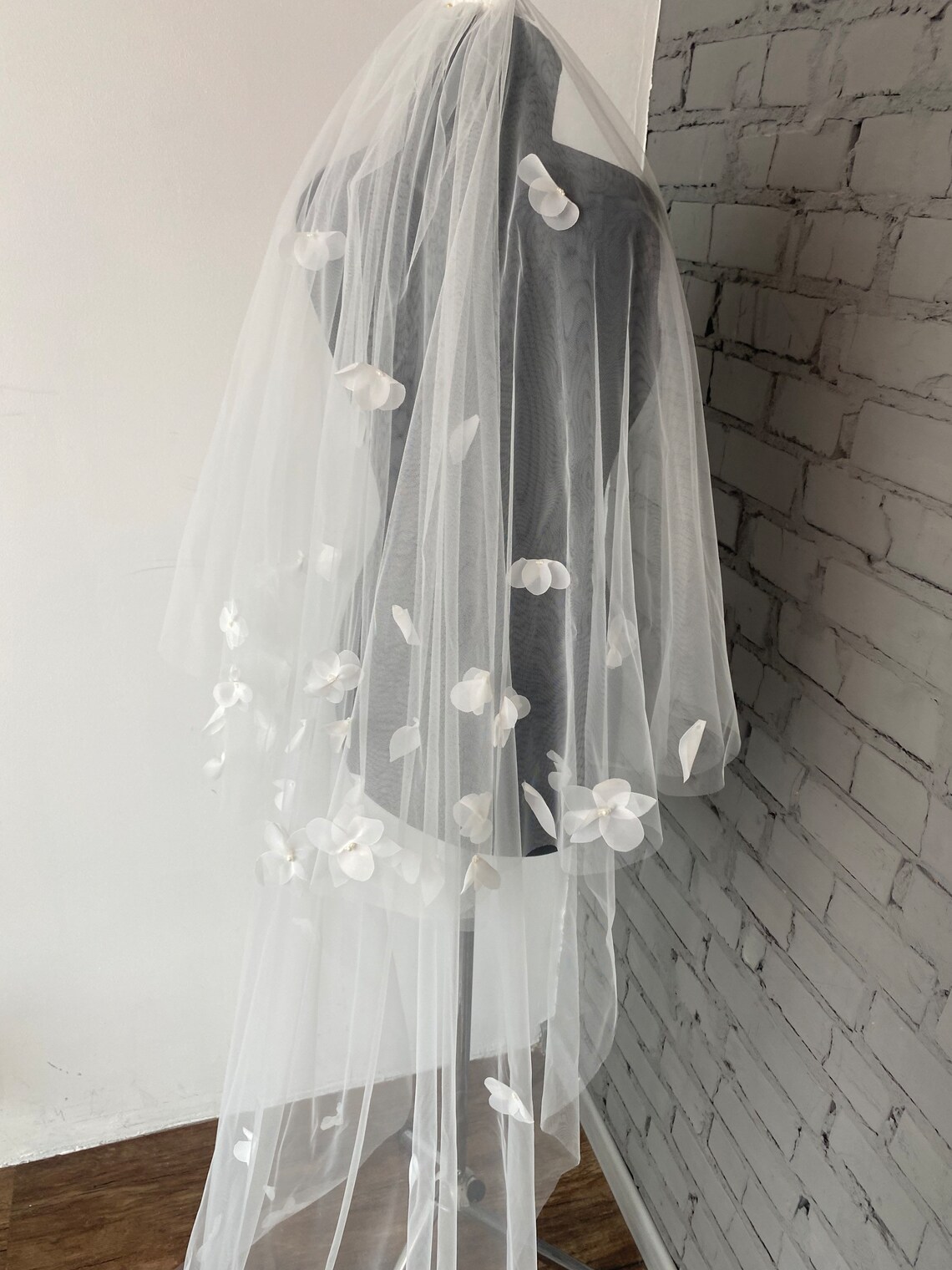 Veil Flowers 3d Wedding Veil Cathedral Veil Flower Veil Floral - Etsy