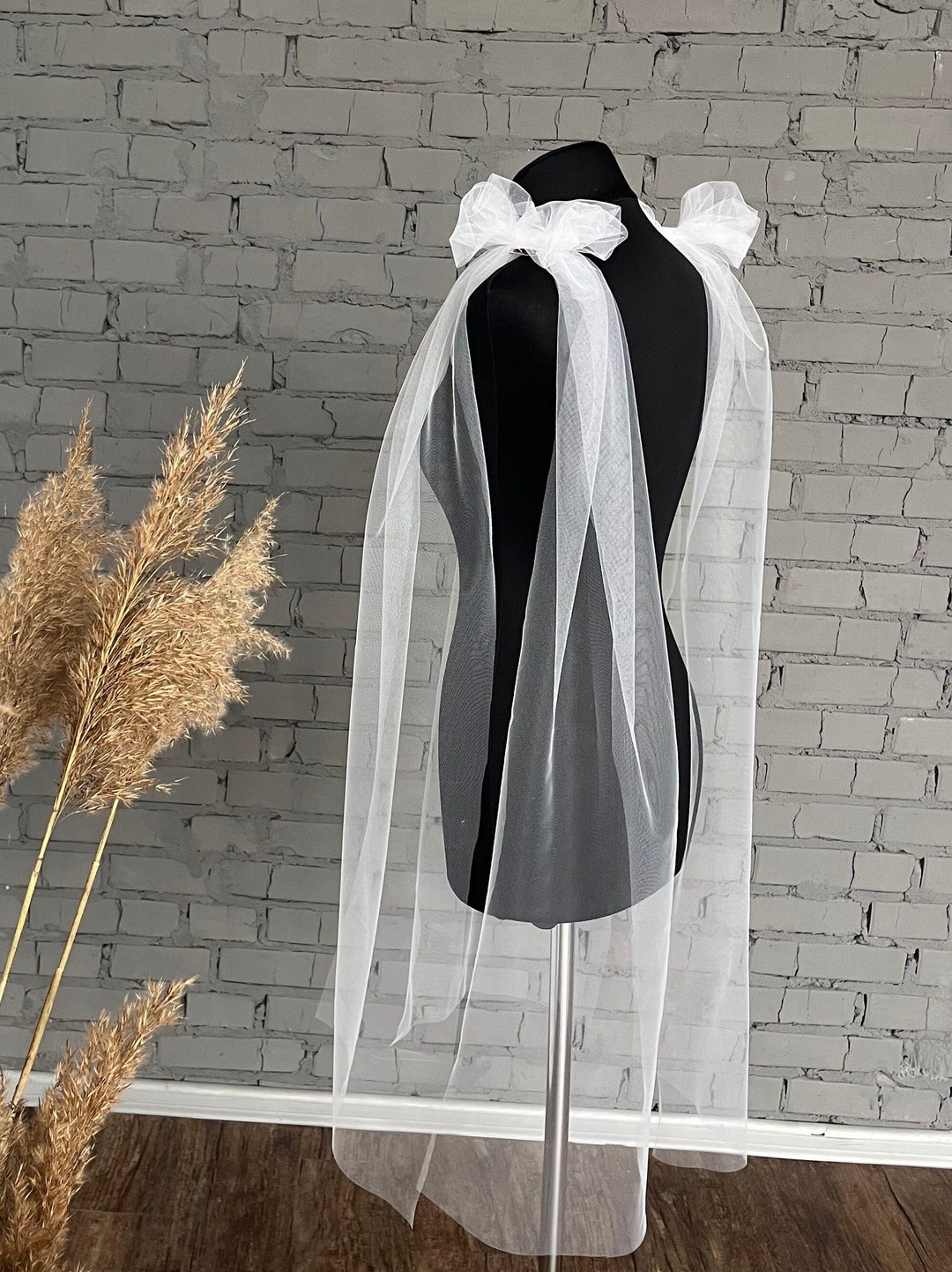 Bow Wedding Bow Shoulder Veil Wings Veil Soft Tulle Bow Wedding Veil ...
