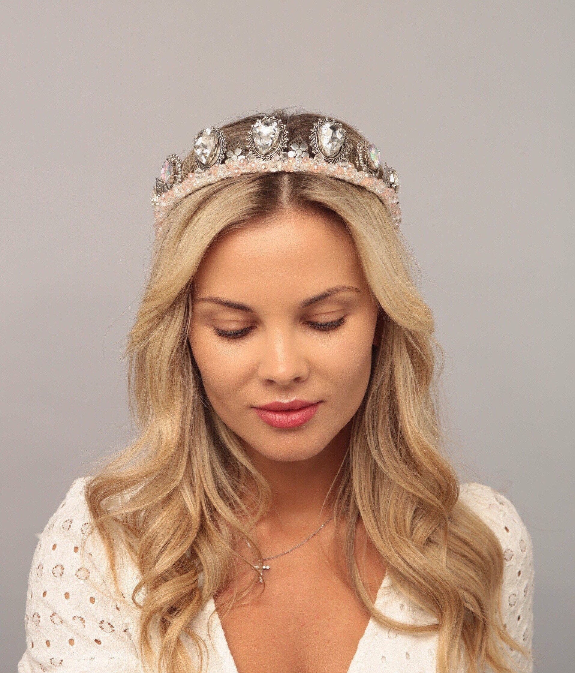 Silver baroque crown gothic wedding headpiece medieval tiara | Etsy