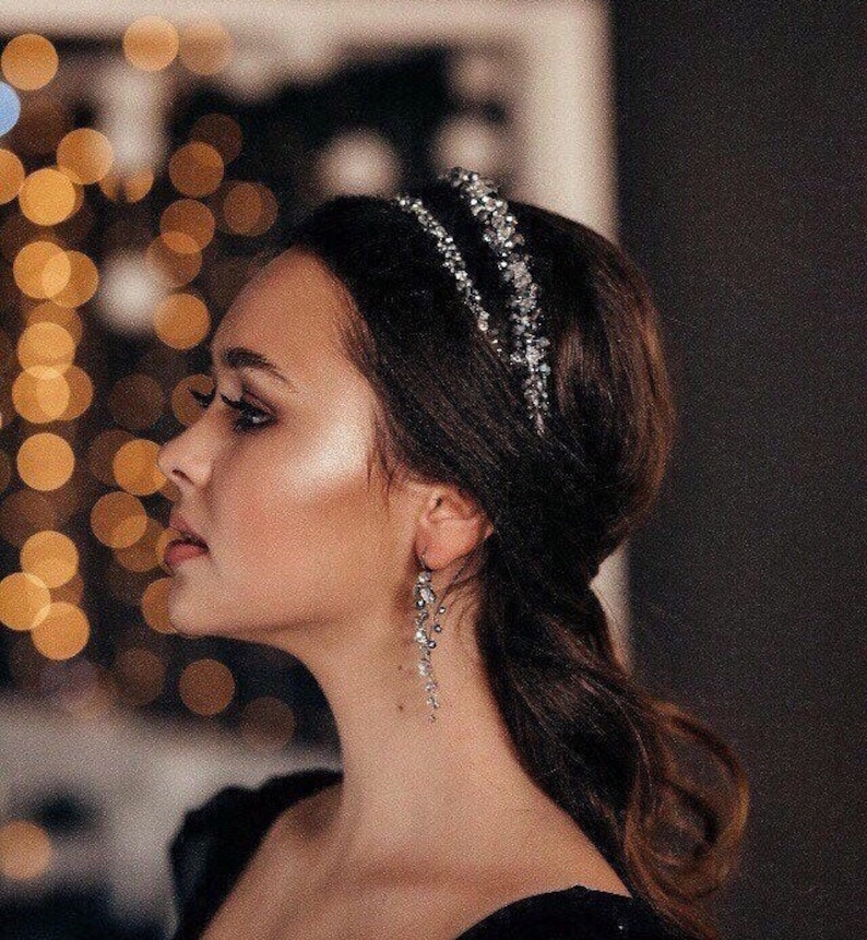 Silver Beaded Headbands for Women Wedding Hair Accessories Jeweled ...