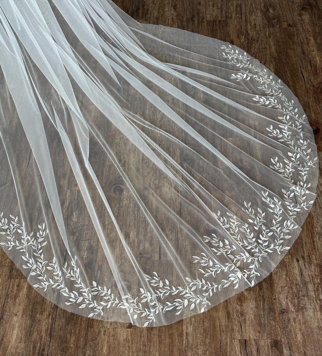 Veil Wedding Cathedral Wedding Veil Long Bridal Veil Long Veil Leaves ...